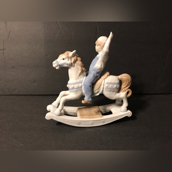 Accents | Vintage Porcelain Boy Riding Rocking Horse Figurine Home ...